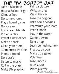 "I'm Bored" Jar Kids Activities at Home