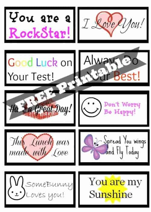 Back to School Printable Lunch Box Love Notes for Girls - Real Advice Gal